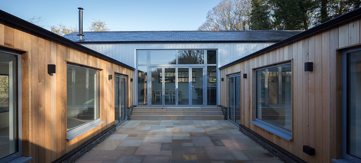 Charred cladding barn conversion, Newmarket